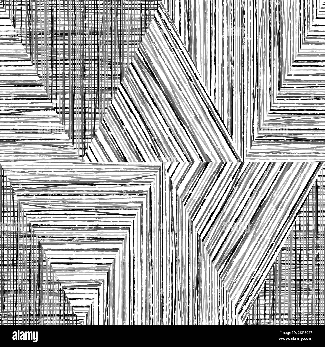 Striped grunge geometrical seamless background with black and white ...