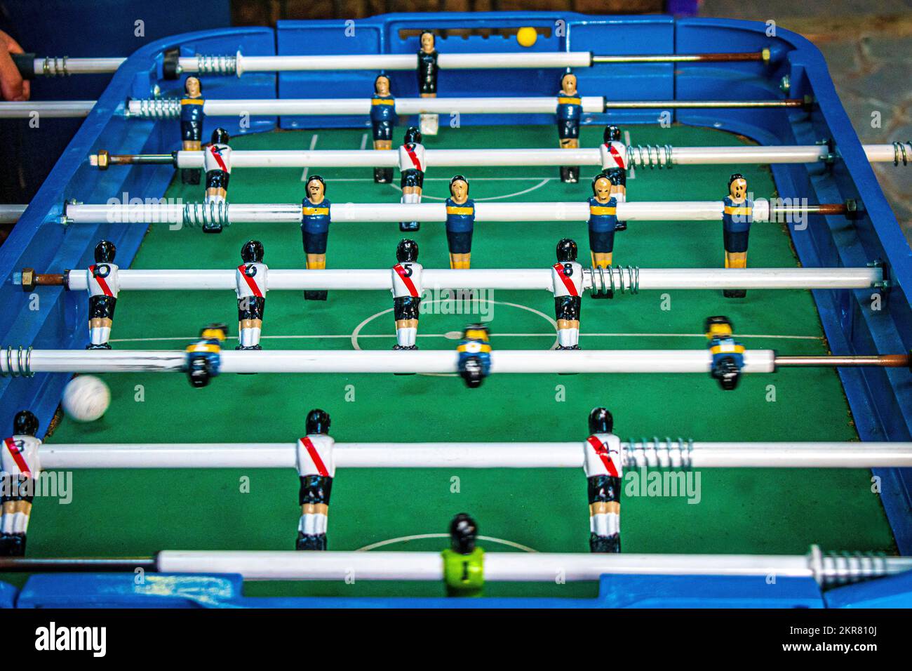 Metegol, futbolín, futbolito. Table soccer game with River Plate and ...