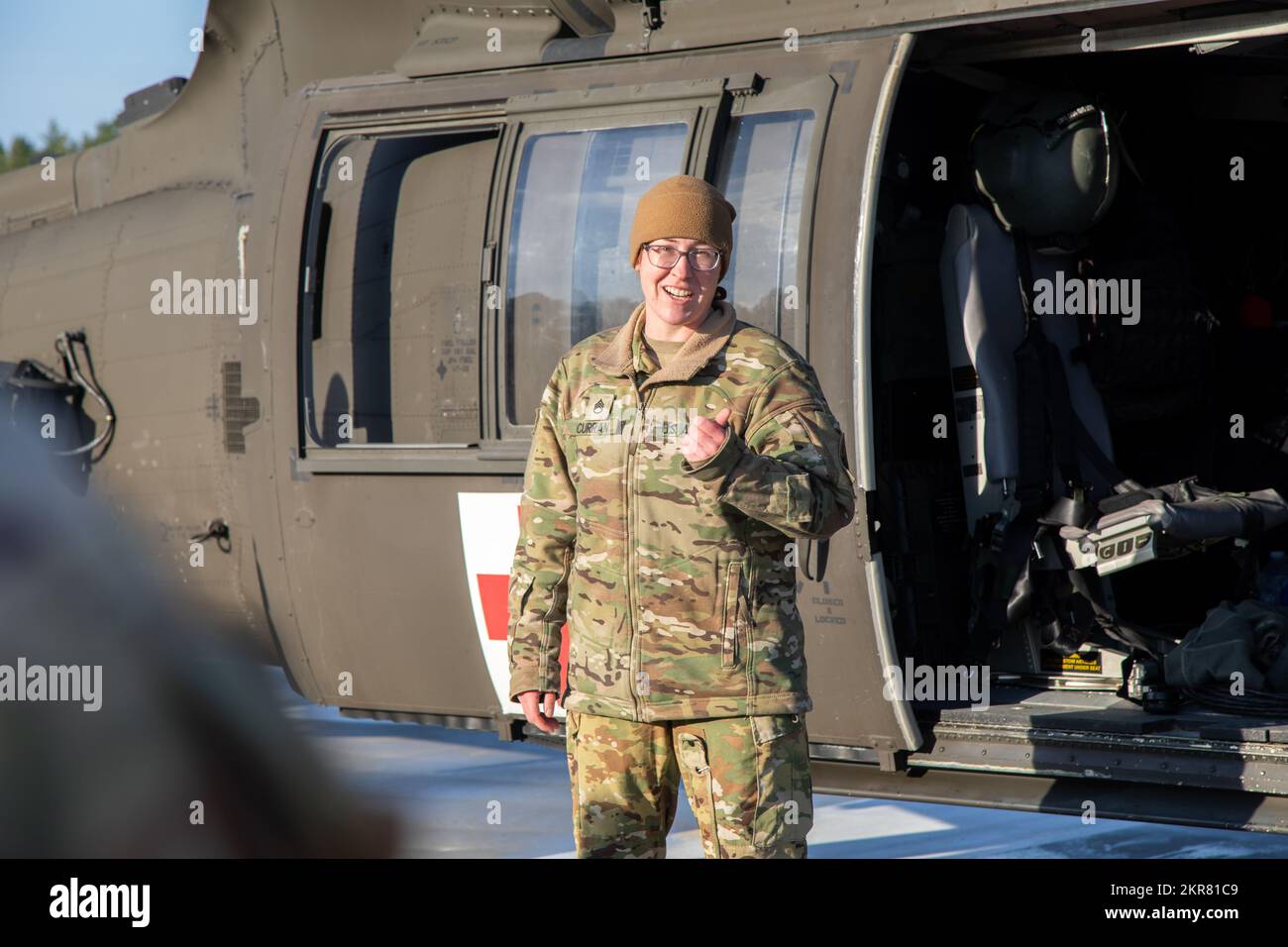 U.S. Army Staff Sgt. Emily K. Curran, a flight paramedic attached to ...