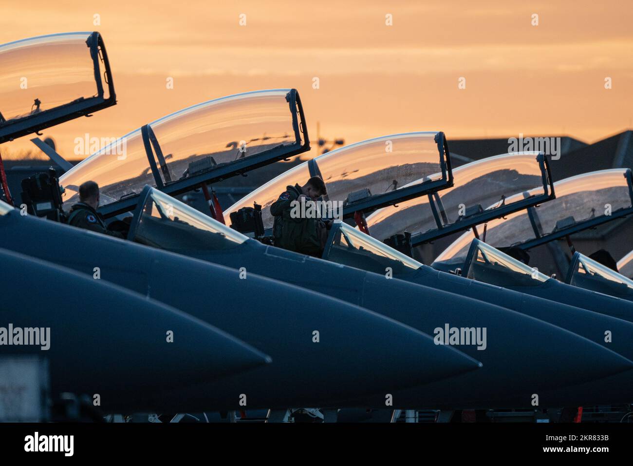 U.S. Air Force pilots assigned to the 492nd Fighter Squadron perform ...