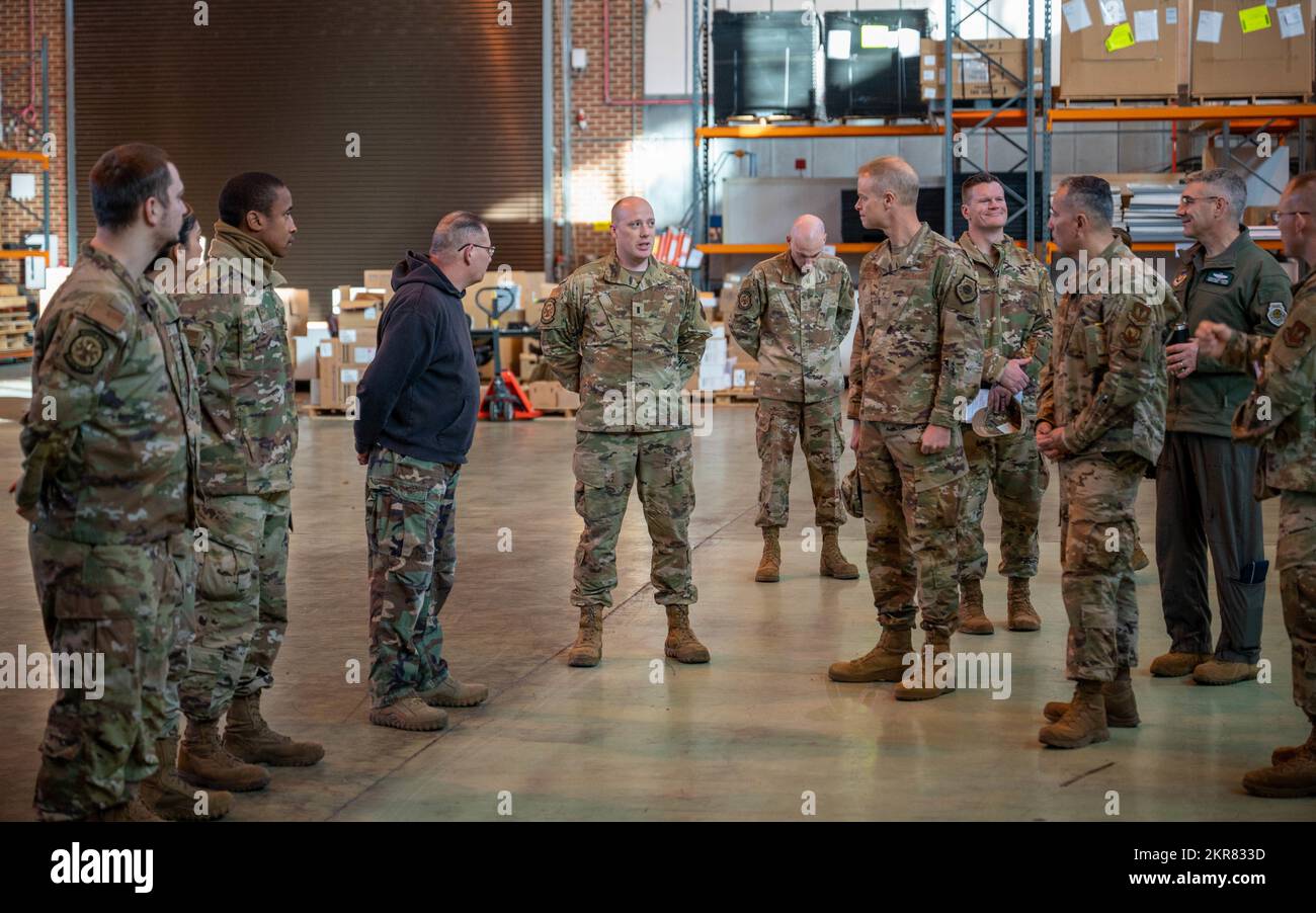 U.S. Airmen assigned to the 48th Fighter Wing Medical Group brief Maj ...