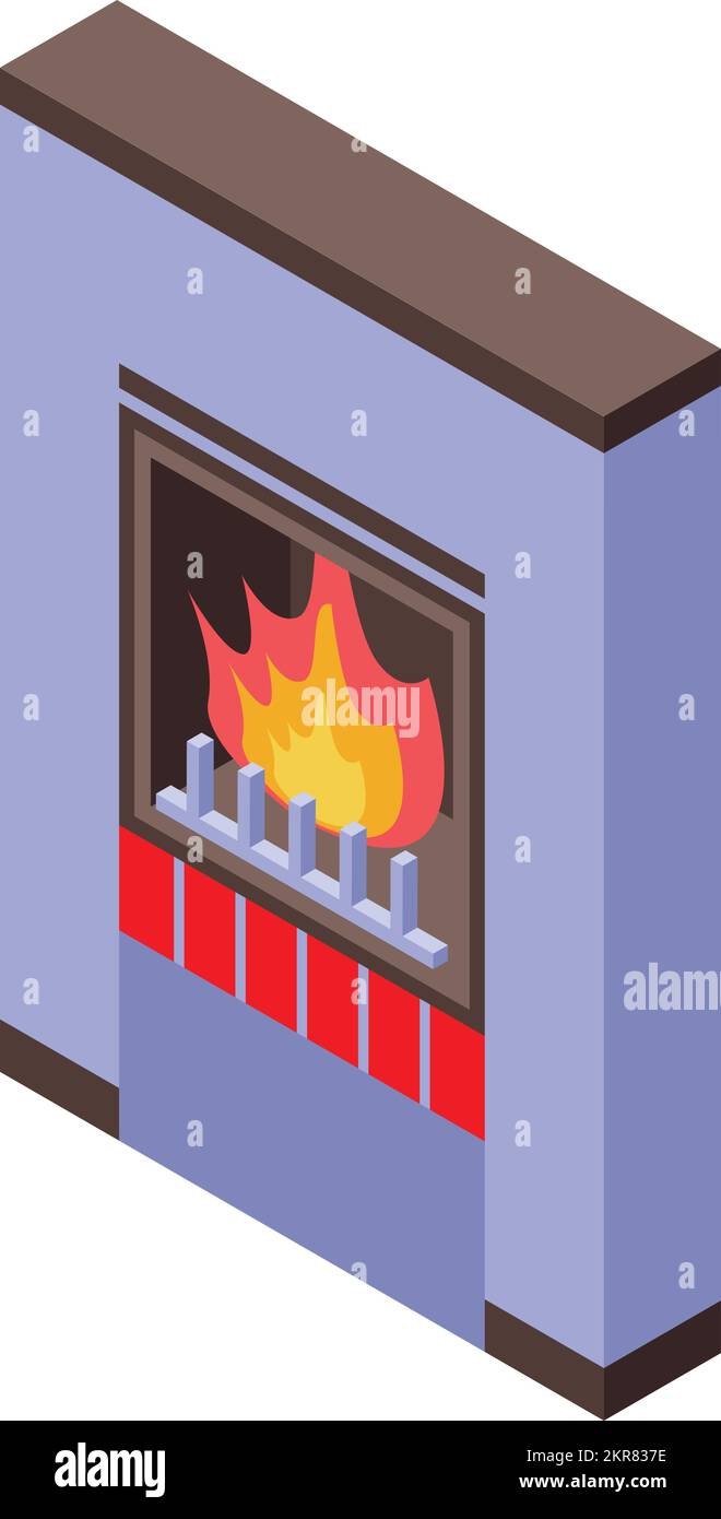 House furnace icon isometric vector. Fire gas. Fireplace flame Stock ...