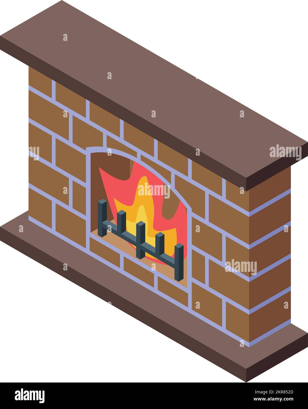 Brick furnace icon isometric vector. Fire house. Flame fireplace Stock ...