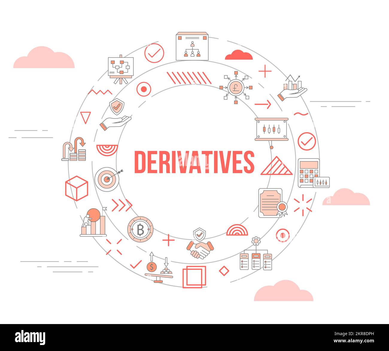 derivatives concept with icon set template banner and circle round ...