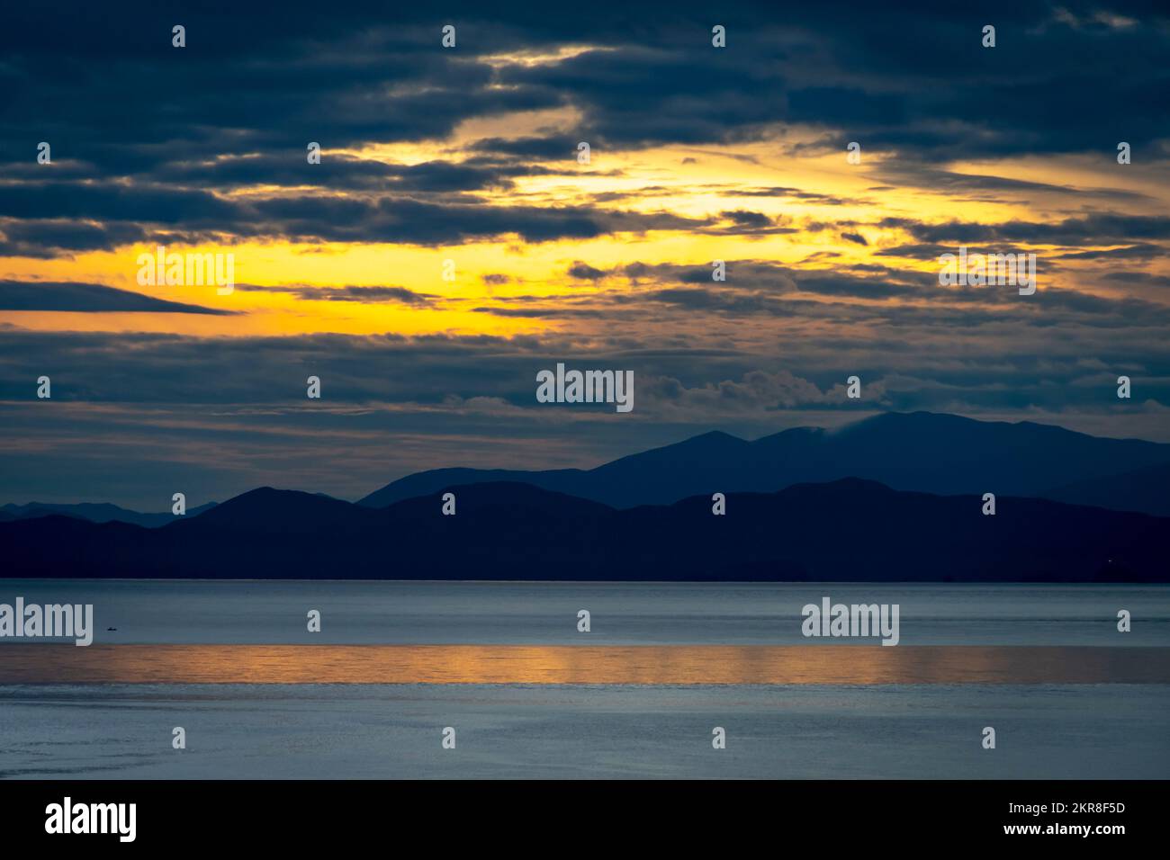 Sunset over Cook Strait and the South Island, from Titahi Bay, Porirua ...