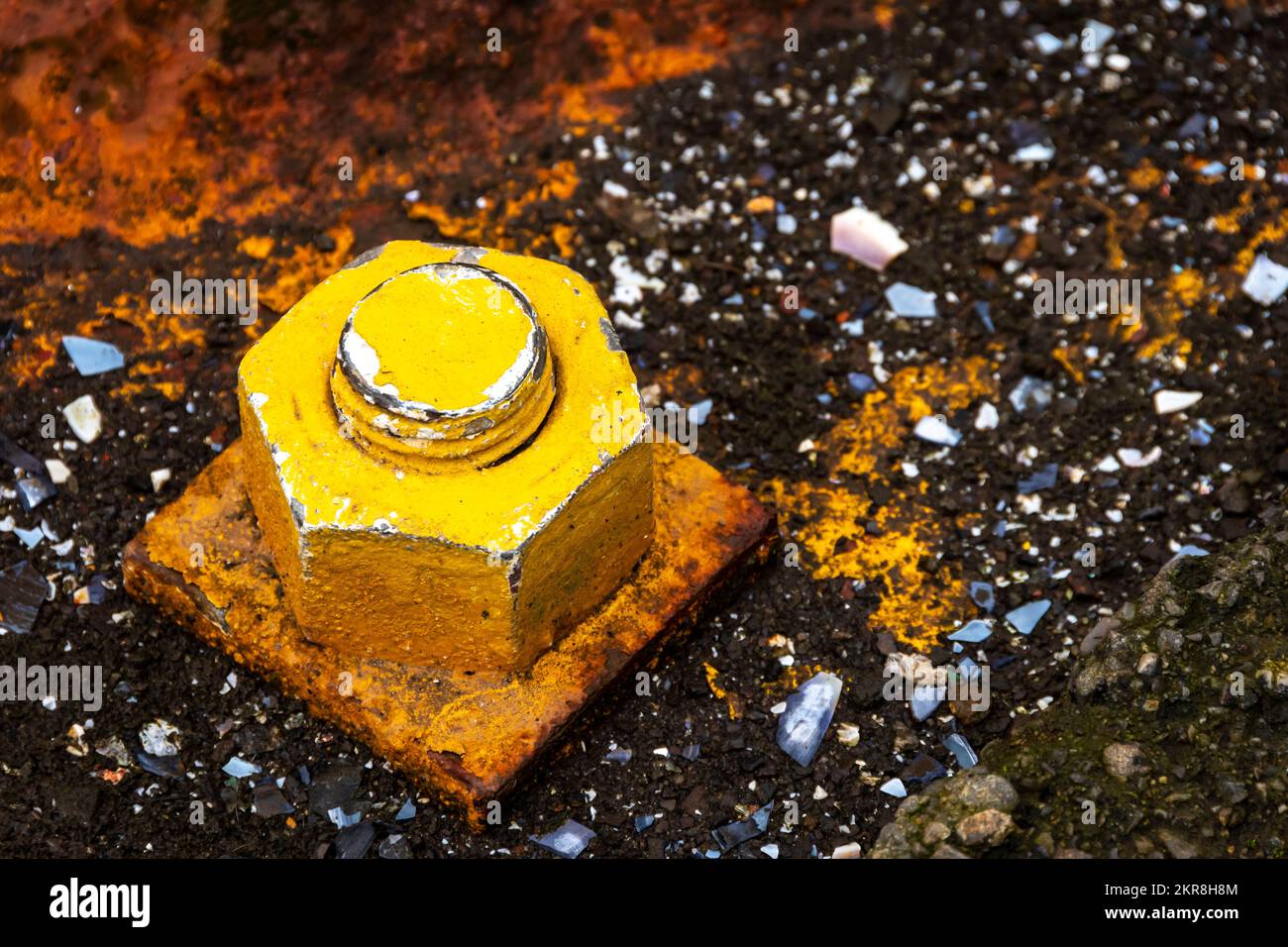Yellow nut and bolt, Wellington, North island, New Zealand Stock Photo ...