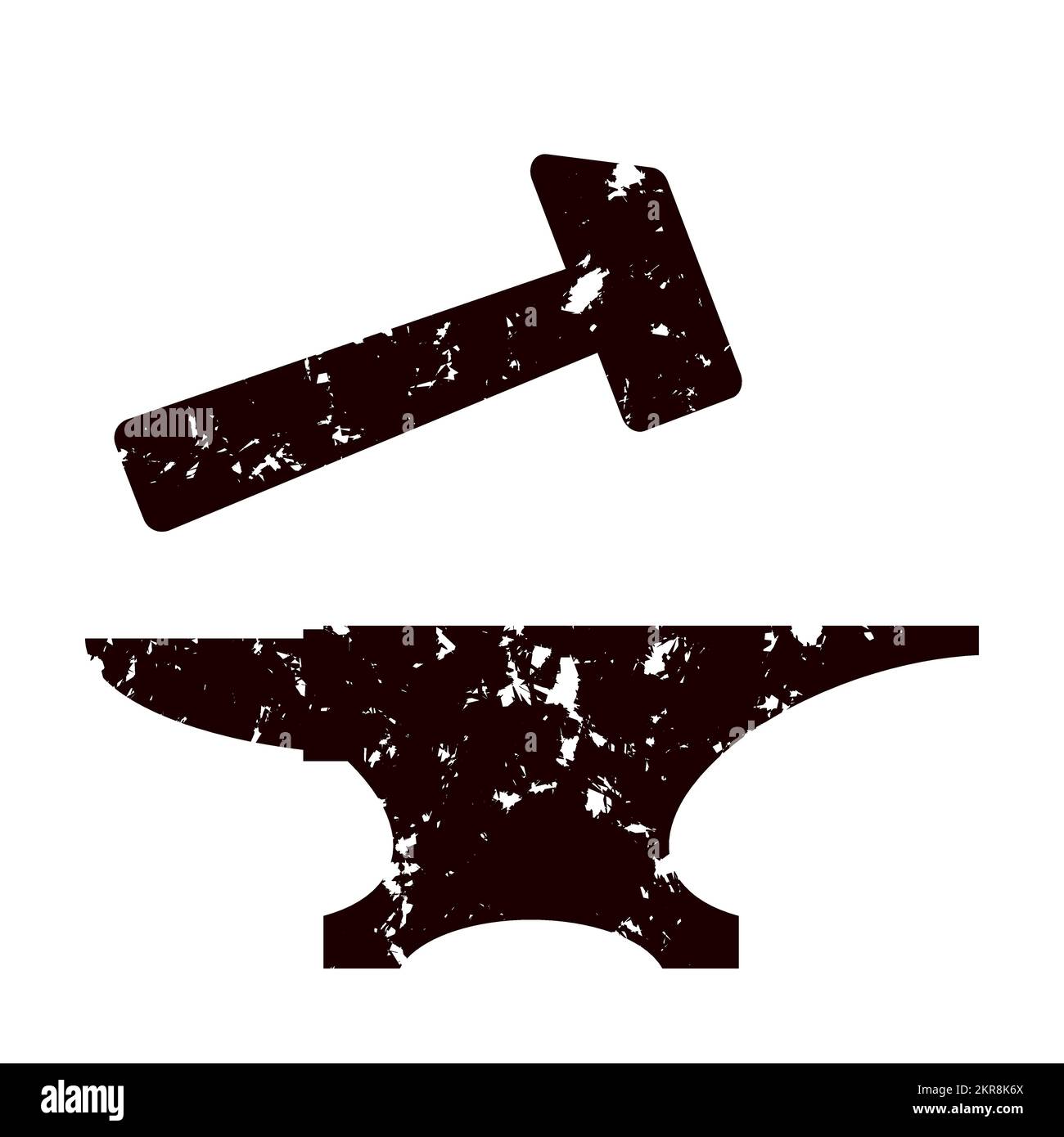 Anvil and Hammer Icons Isolated on White Background. Industrial Logo Design Stock Vector Image ...