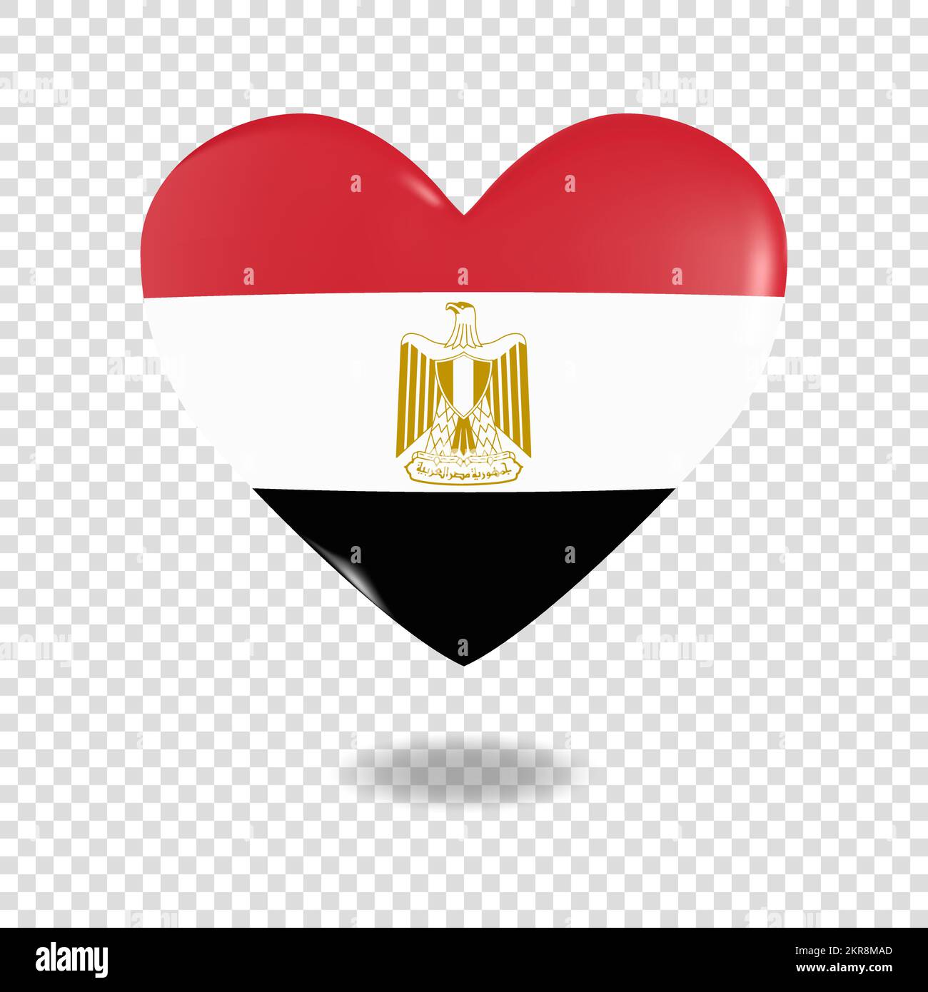 Volumetric heart of Egypt on checkered background denoting transparency ...