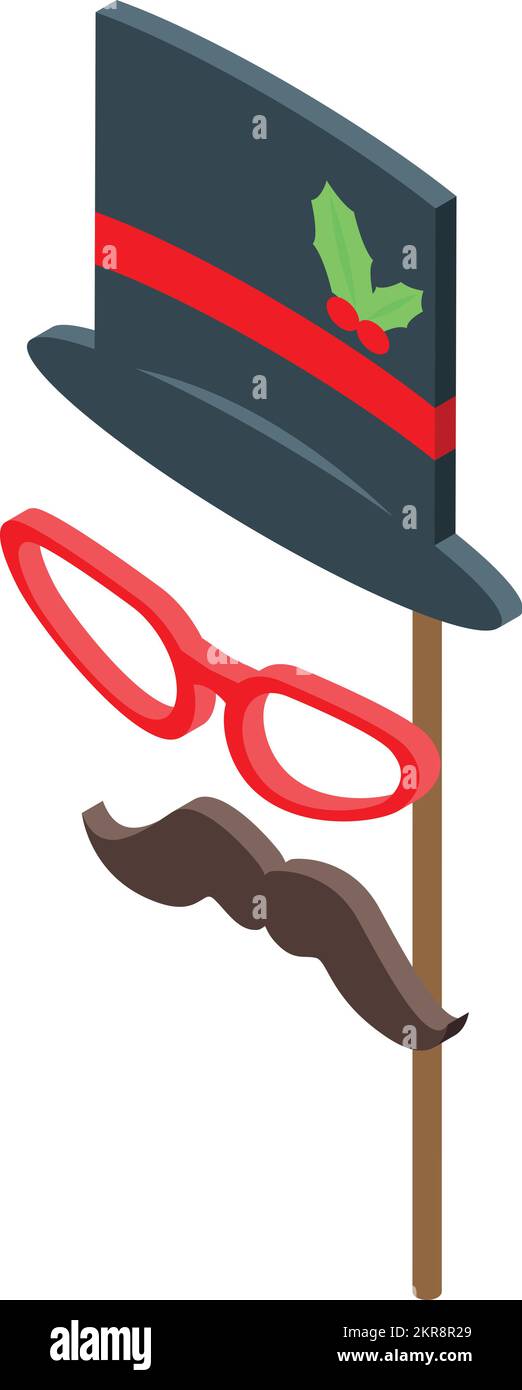 Top hat mask icon isometric vector. Xmas party. Cute holiday Stock ...