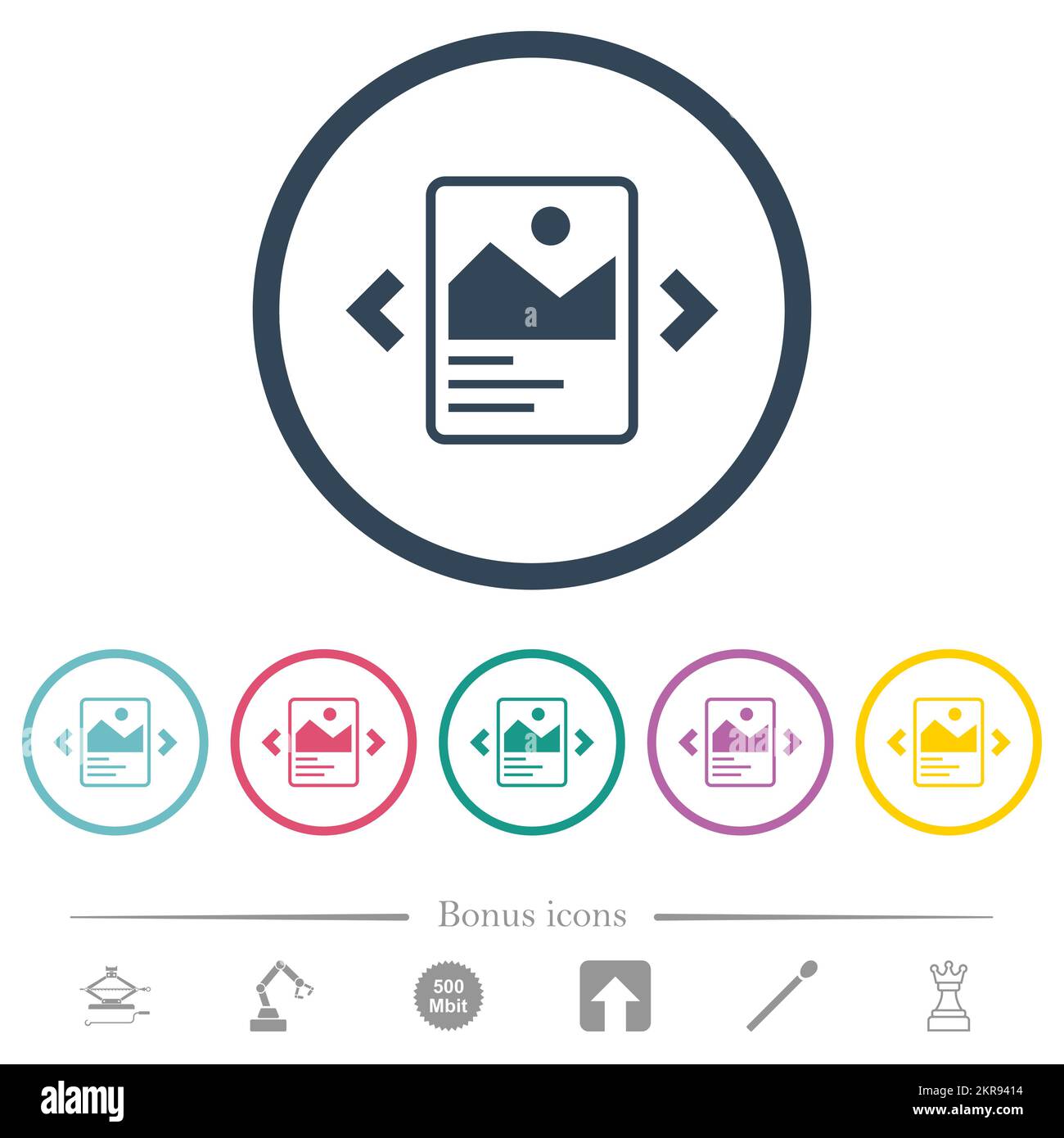 Image slideshow with captions flat color icons in round outlines. 6 ...