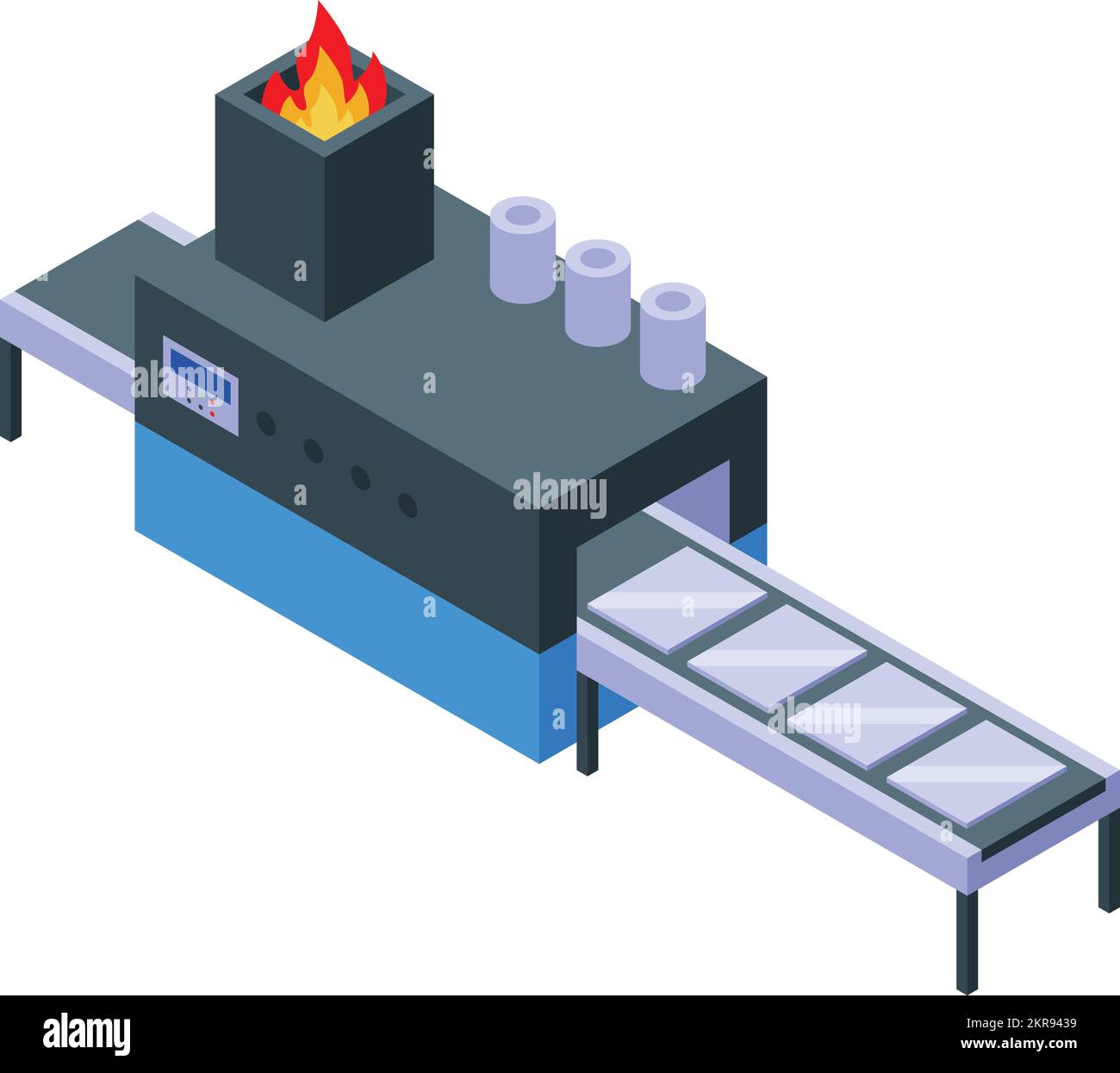 Glass oven line icon isometric vector. Factory production. Making ...