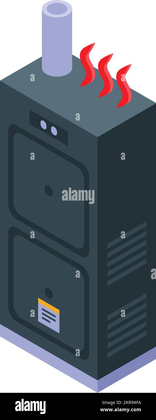 Gas furnace icon isometric vector. House fire. Flame burning Stock ...