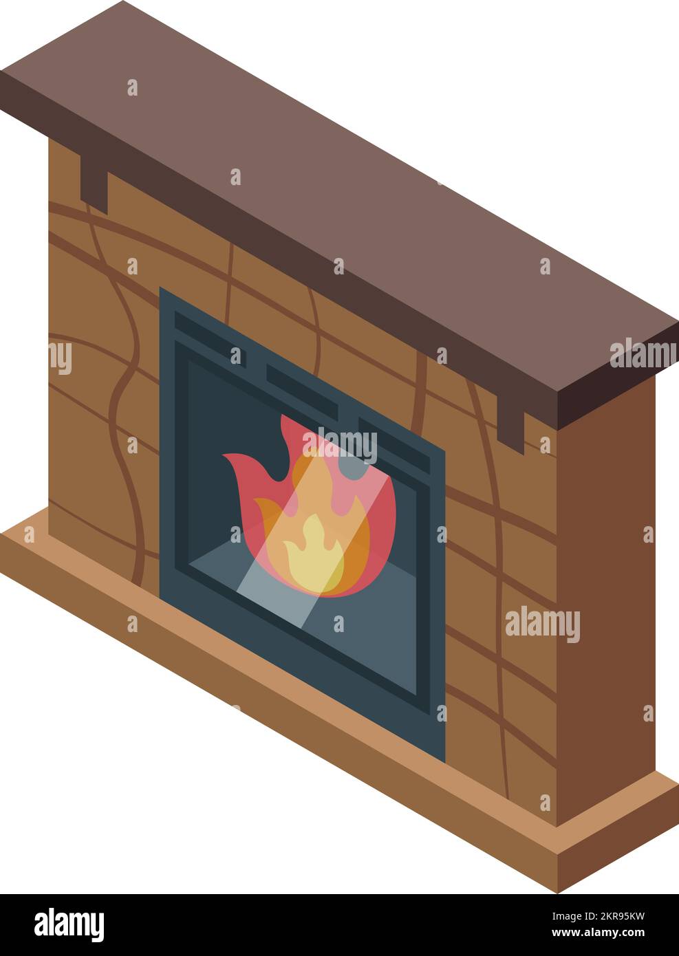 Steel brick furnace icon isometric vector. Fire house. Label heat Stock ...