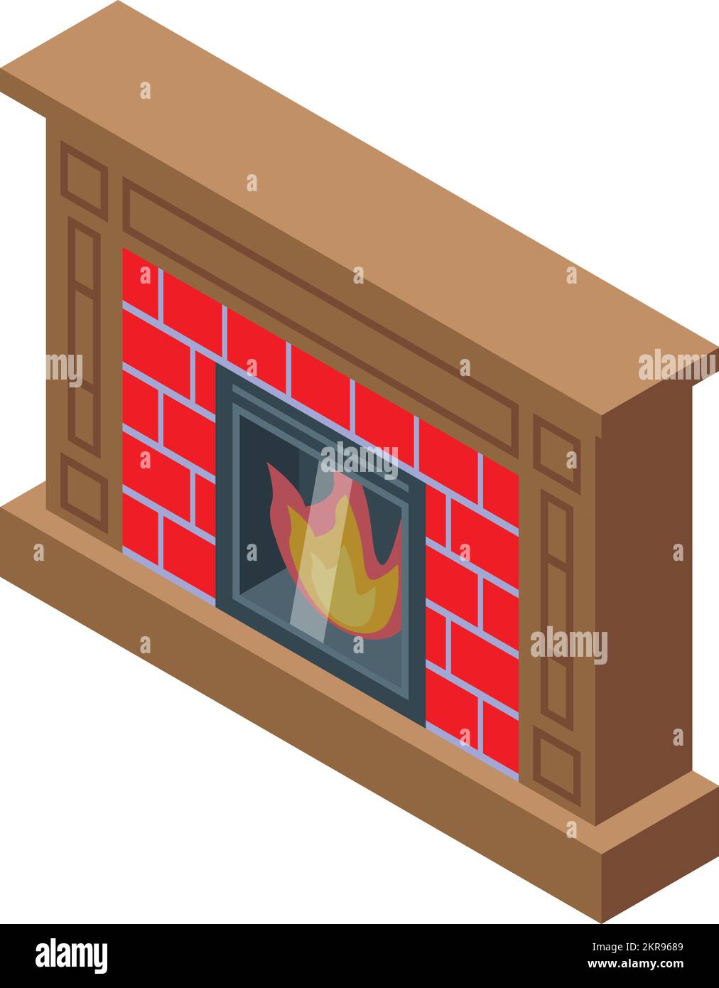 Modern furnace icon isometric vector. House fire. Heat wood Stock ...