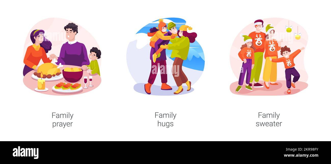Family tradition isolated cartoon vector illustration set Stock Vector ...