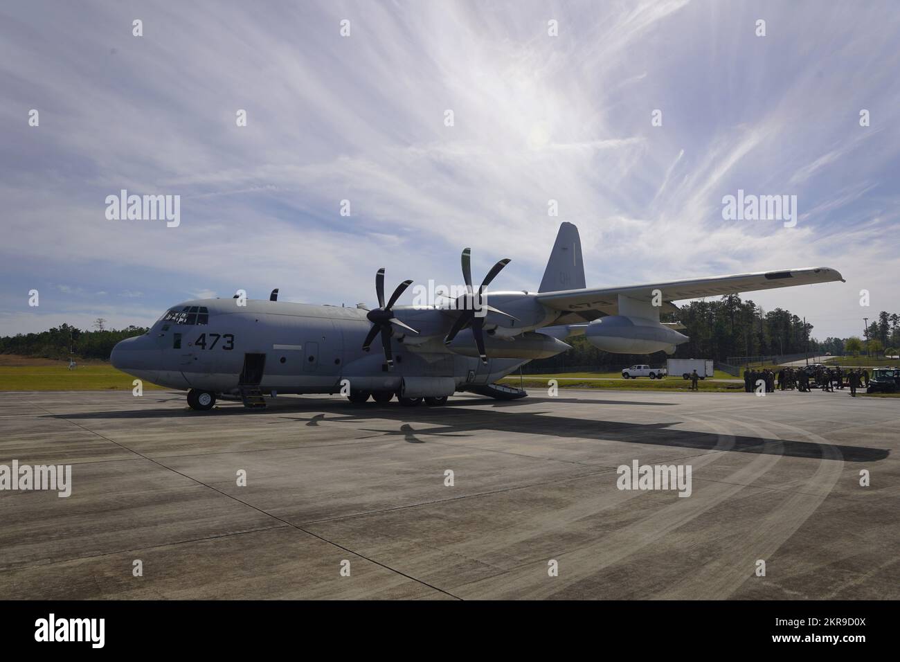 A C-130 transport aircraft with VMGR-234, Marine Aircraft Group 41, 4th ...