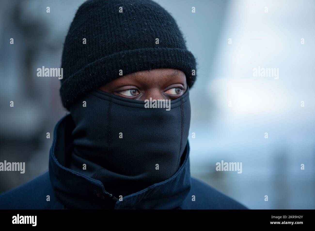 Seaman Cameron Armwood stands port lookout on the Ticonderoga-class ...