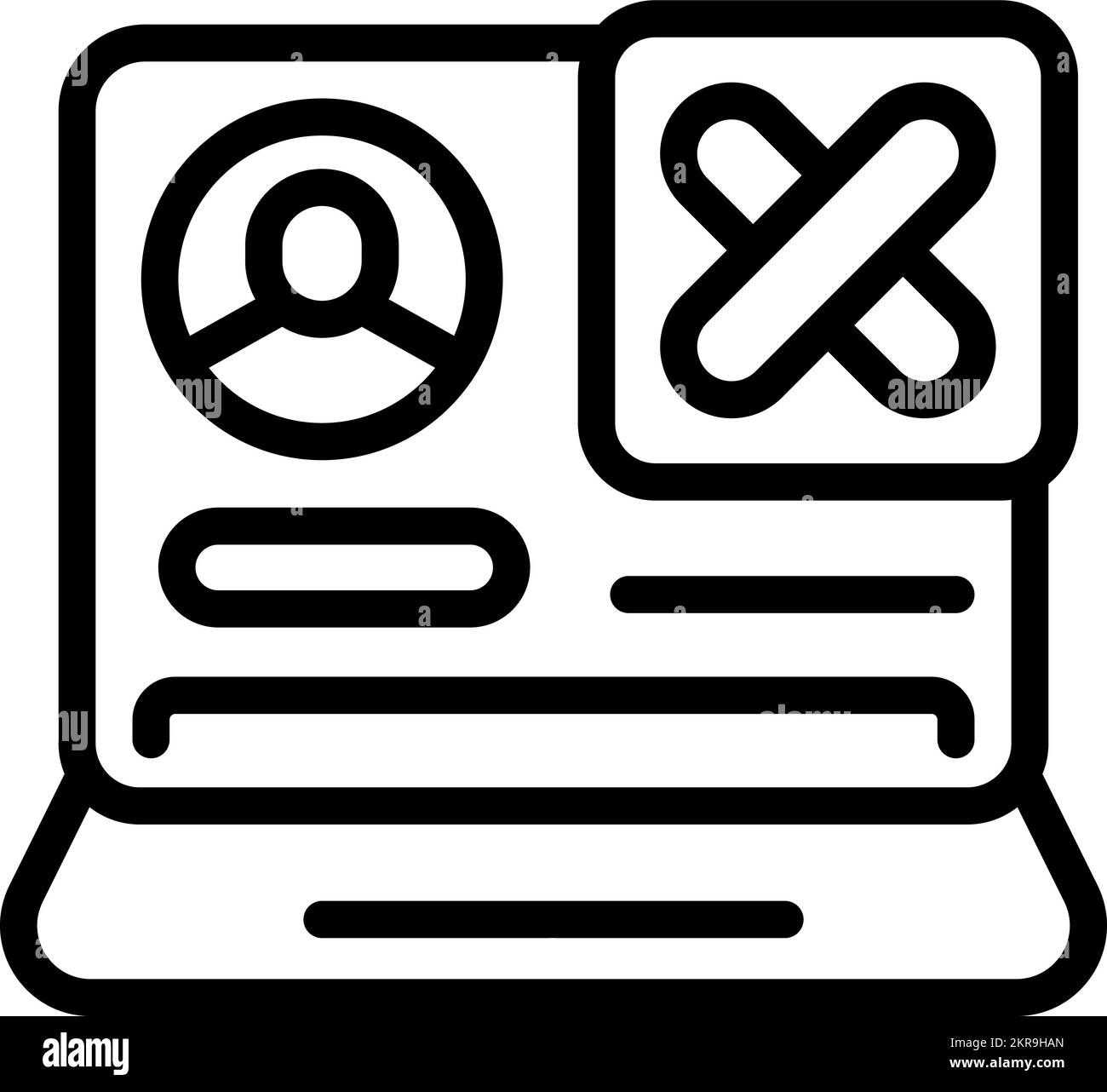 Laptop Delete Account Icon Outline Vector Web Service Profile Avatar
