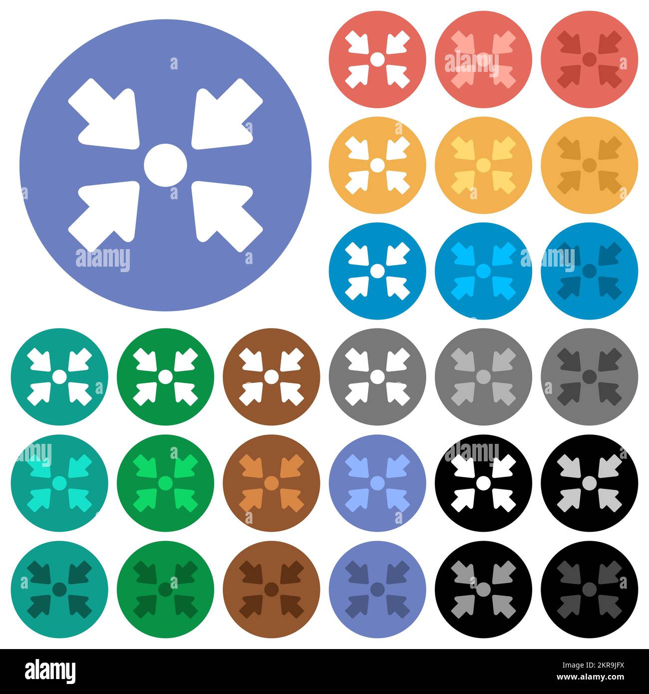 Centering object solid multi colored flat icons on round backgrounds. Included white, light and ...