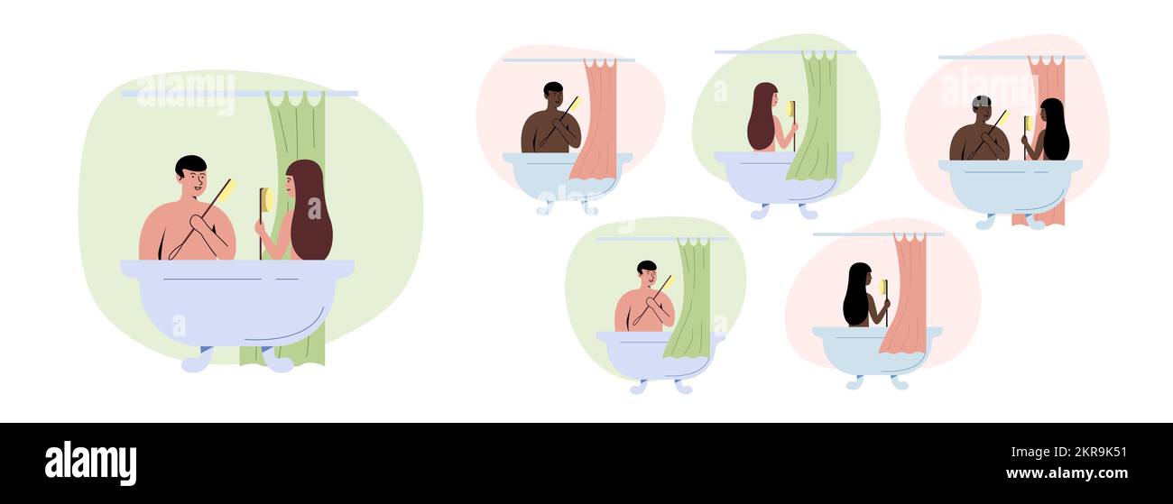 Showering Woman Stock Vector Images Alamy