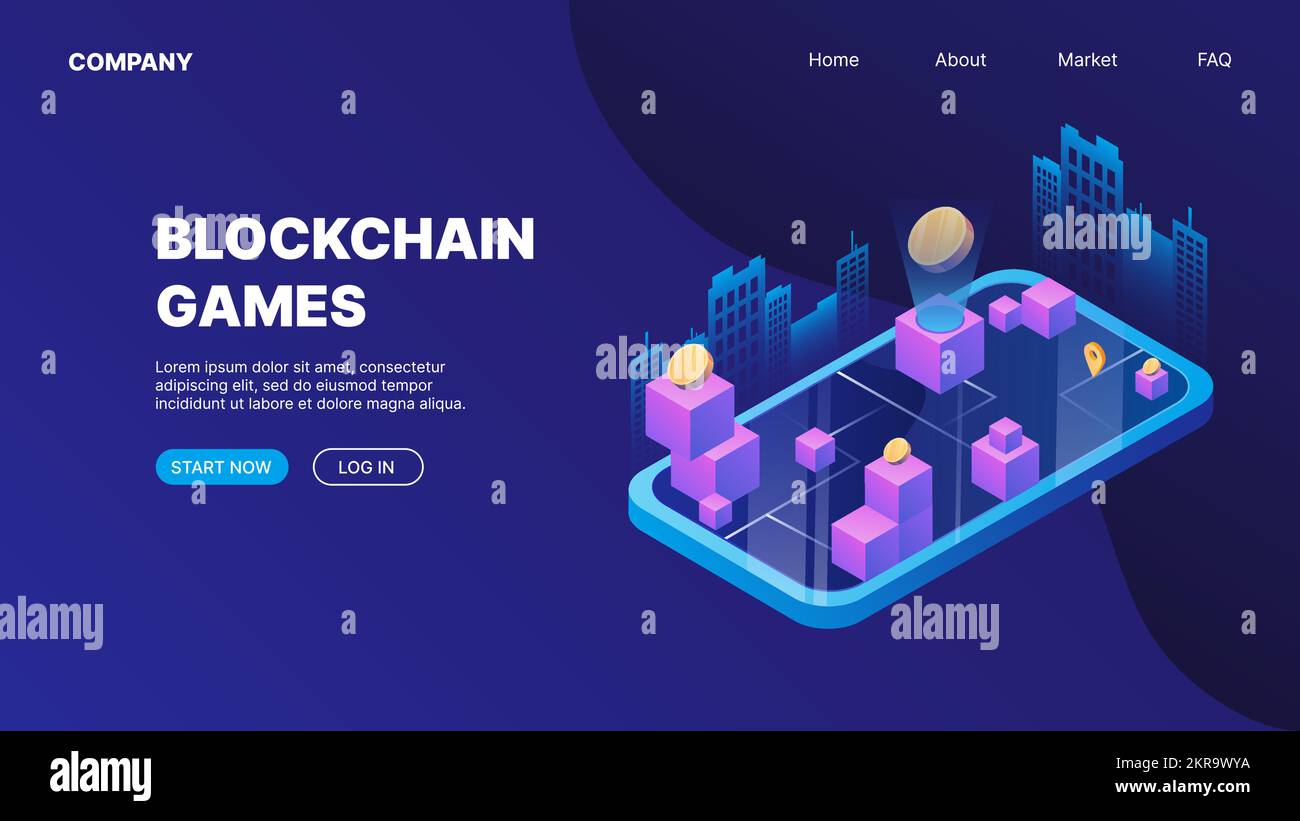 Blockchain Game Digital Illustration Metaverse Concept P2e Crypto