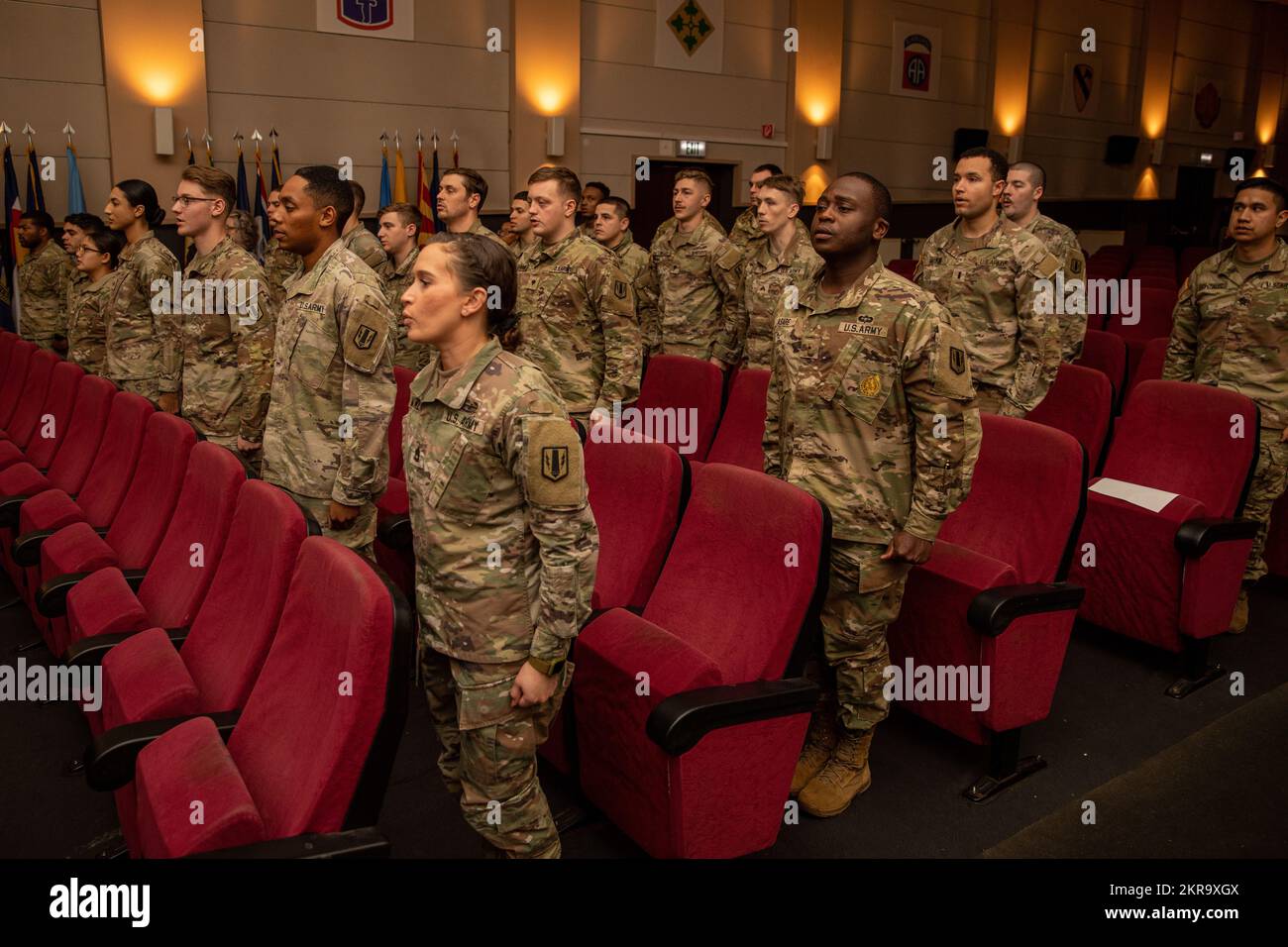 U.S. Soldiers sing the Army song during a Veterans Day Ceremony, Nov ...