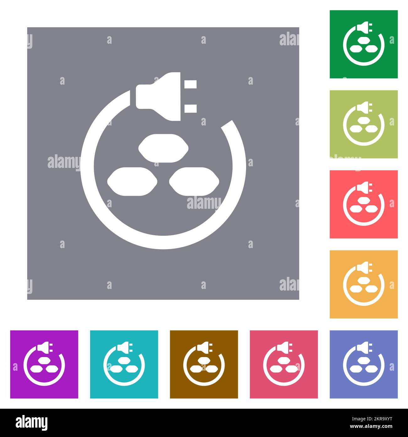 Coal energy flat icons on simple color square backgrounds Stock Vector ...