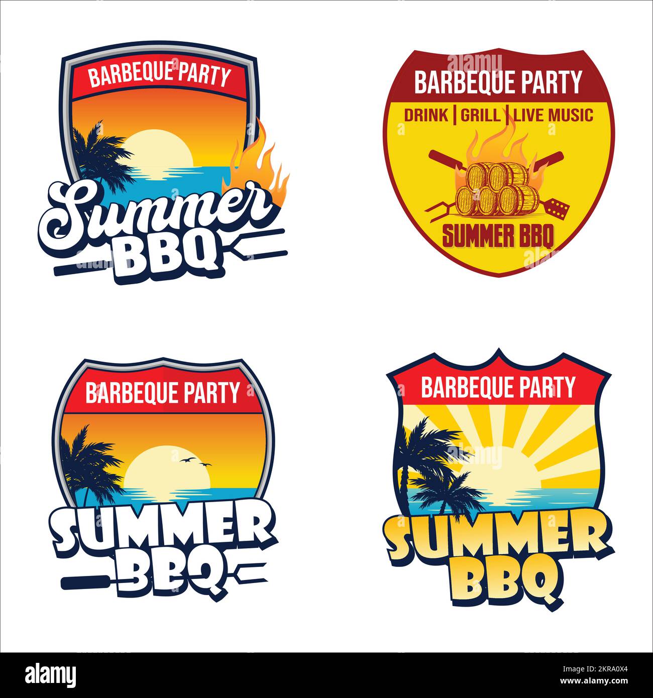 Set of barbecue party logo vector Stock Vector Image & Art - Alamy