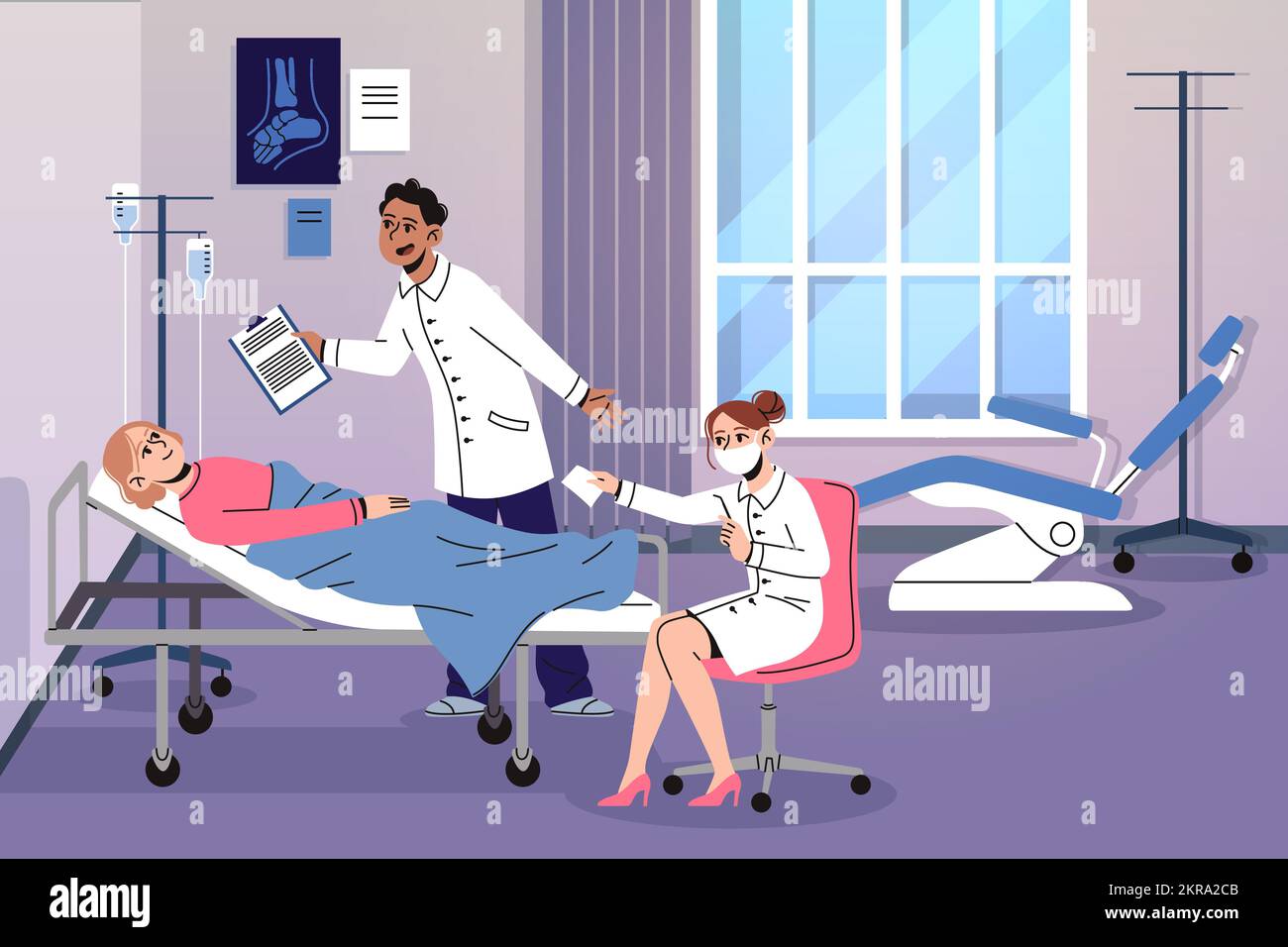 Doctor examination. Patient visit, good medical prognosis, hospital ...