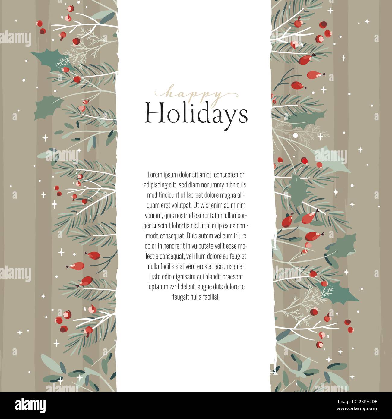 Lovely hand drawn winter branches christmas template, great for cards ...