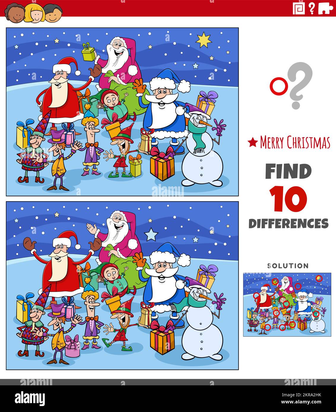 Cartoon illustration of finding differences between pictures ...