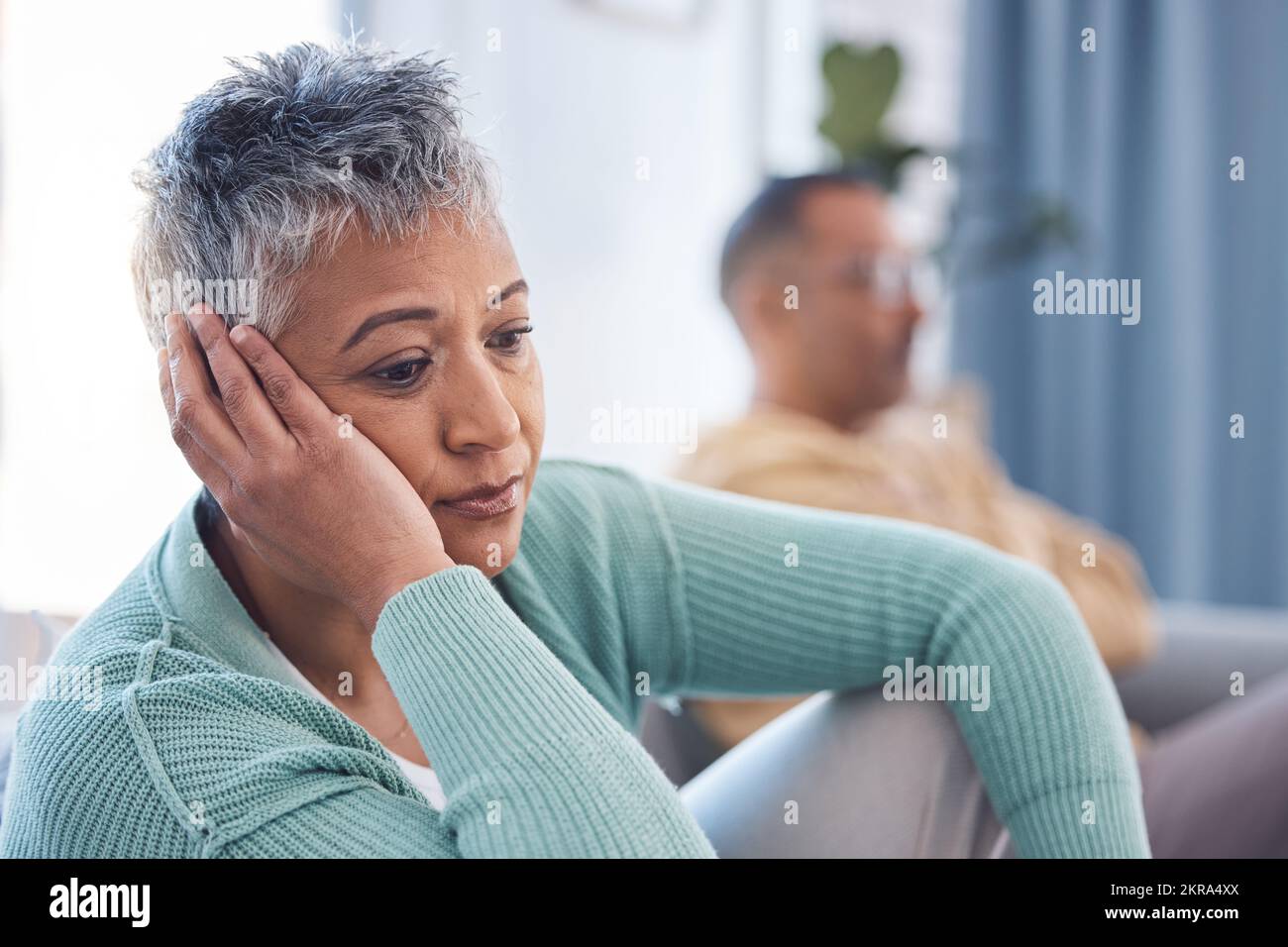 Depression, divorce and senior couple with marriage problem, mental ...