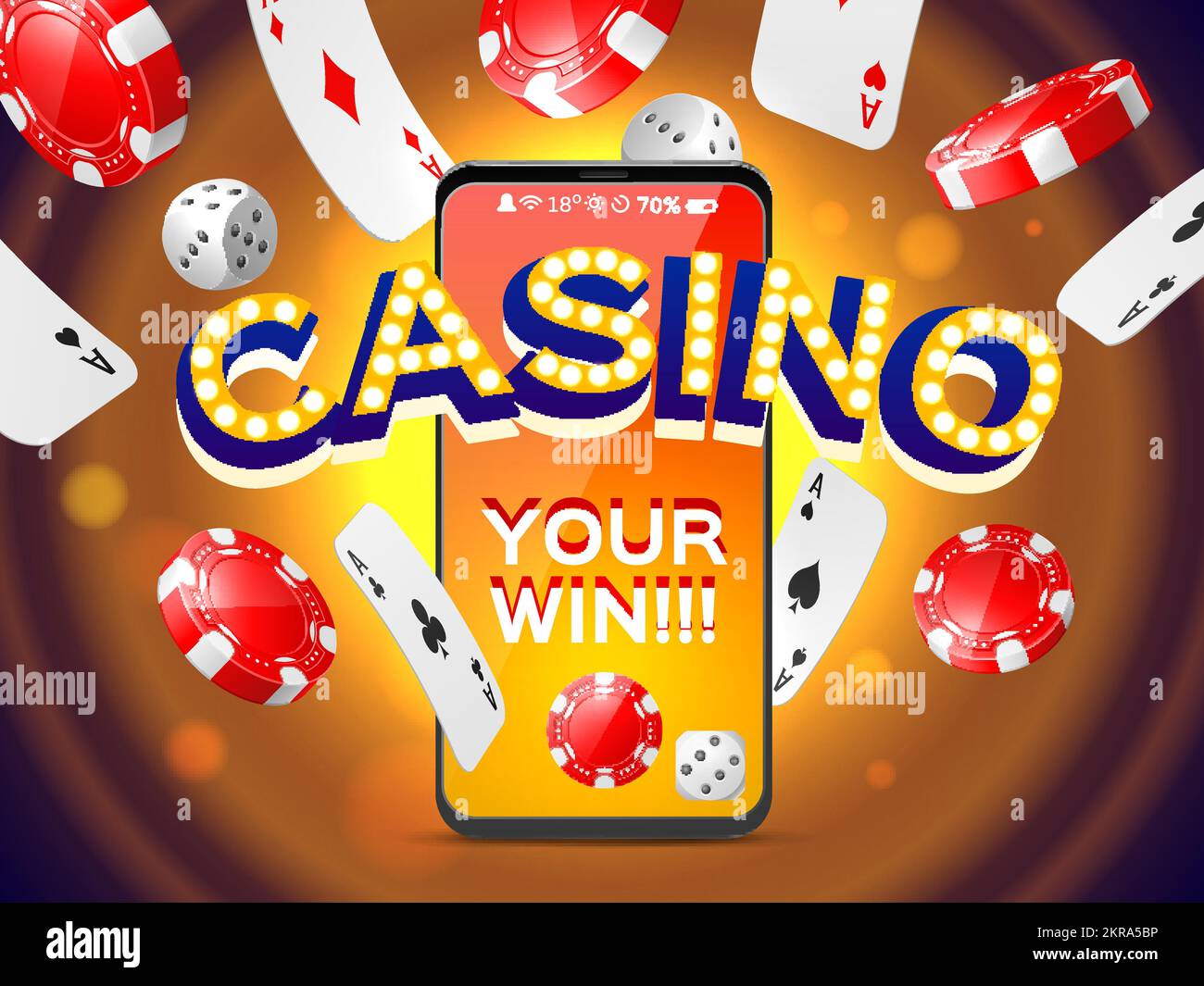 Realistic casino poster. Online gambling composition, mobile gaming ...