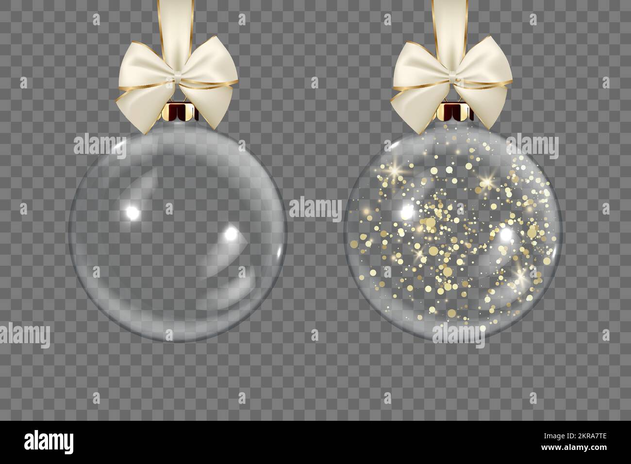 Vector Realistic 3d Transparent Christmas Glass Ball Set with Golden ...