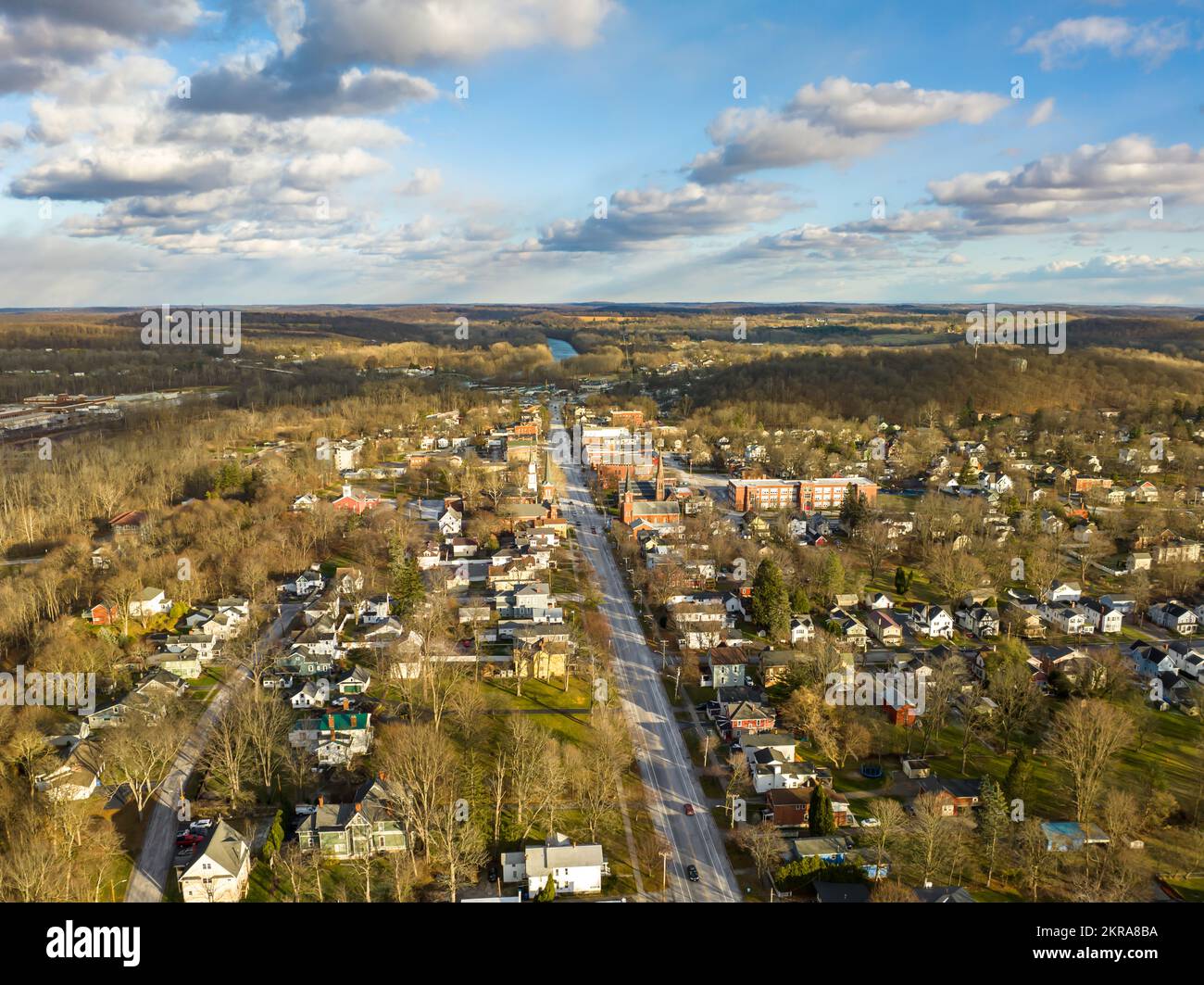 November 20, 2022 Afternoon fall, autumn aerial drone video over the ...