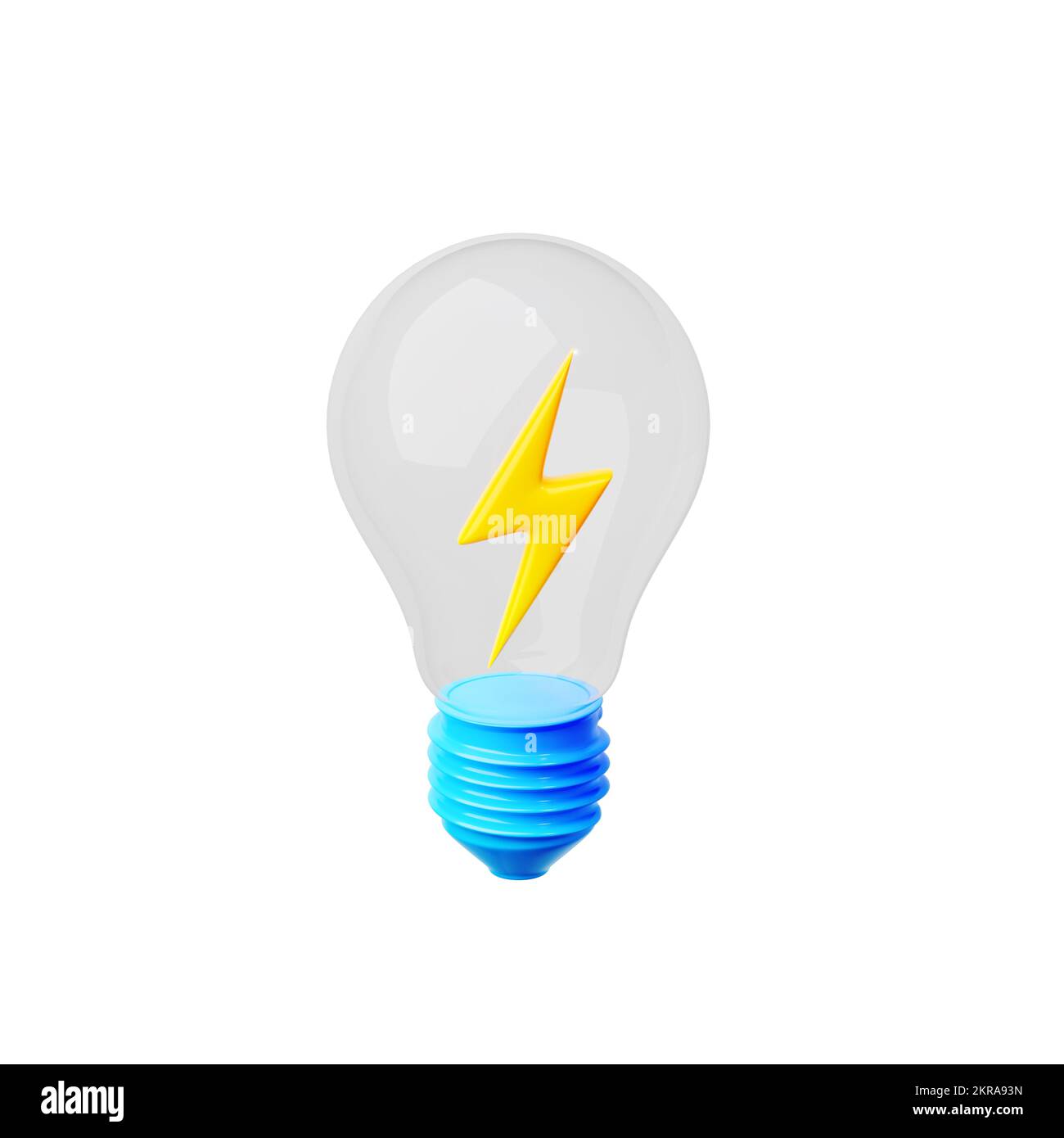 3d render lamp with lightning inside, think icon, creative idea, insight, electricity or energy ...