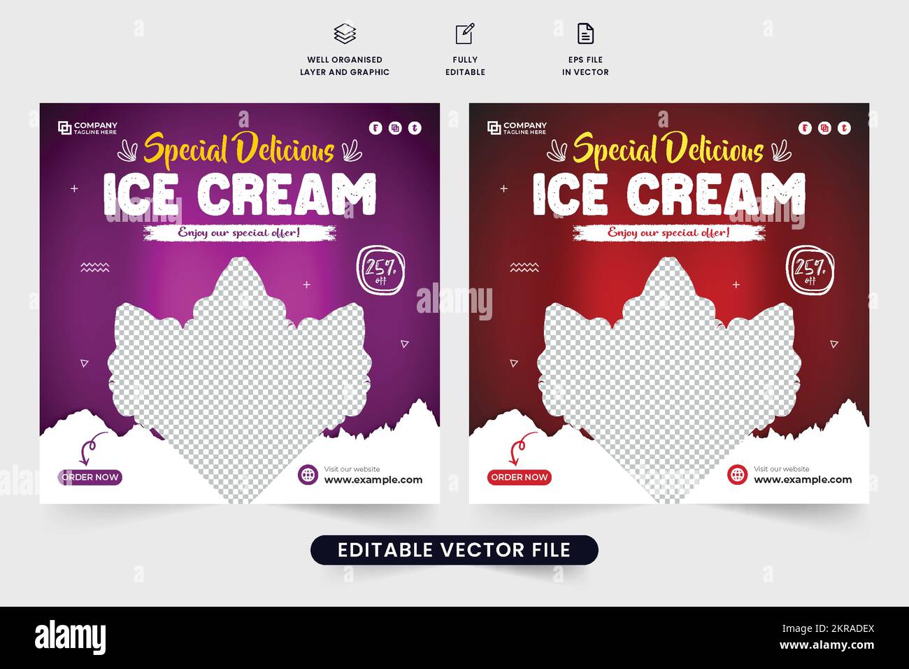 Special ice cream offer template with abstract shapes. Sweet and ...