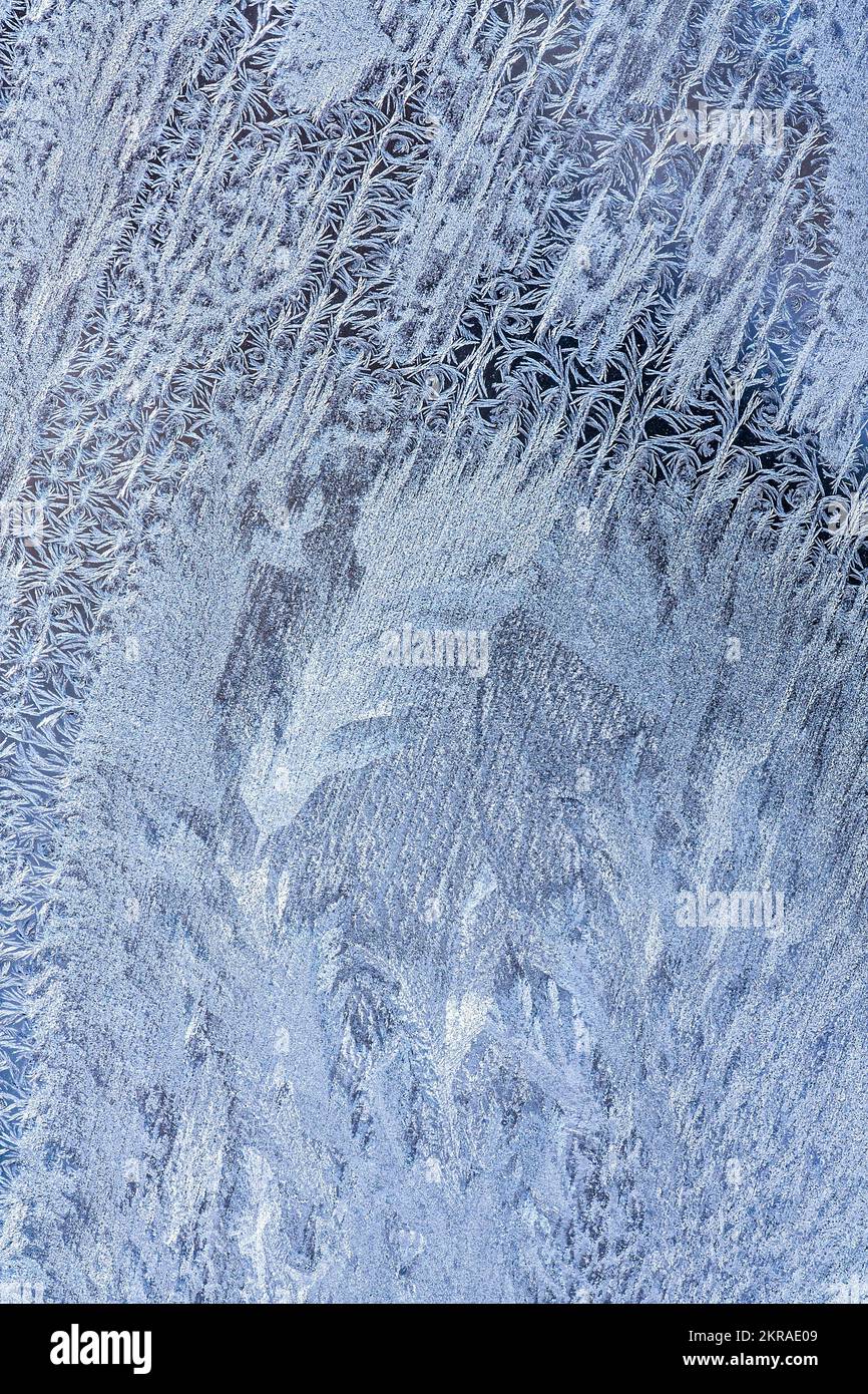 natural ice texture on window glass. winter frost pattern Stock Photo ...