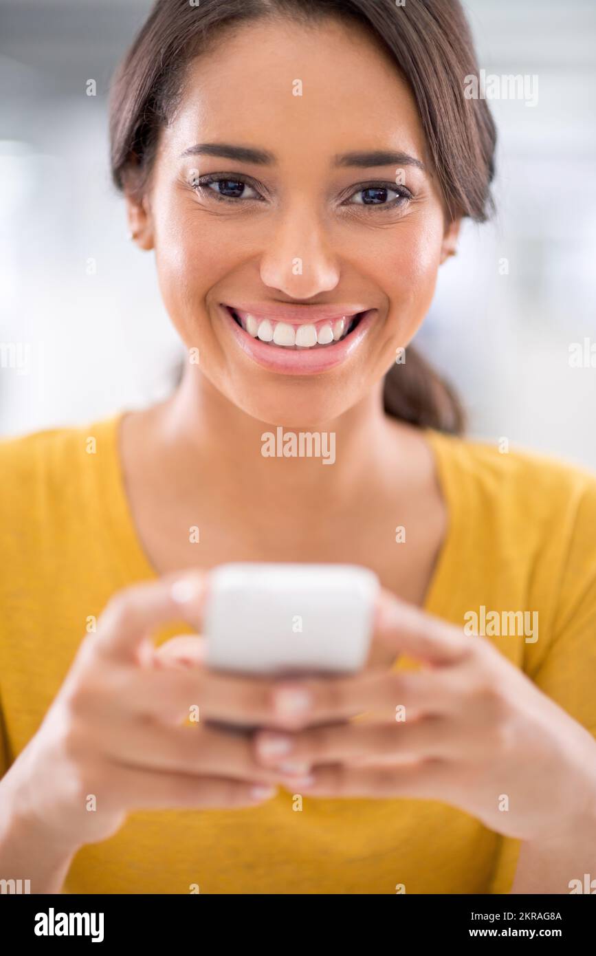 Just received the best news ever. Cropped portrait of an attractive ...