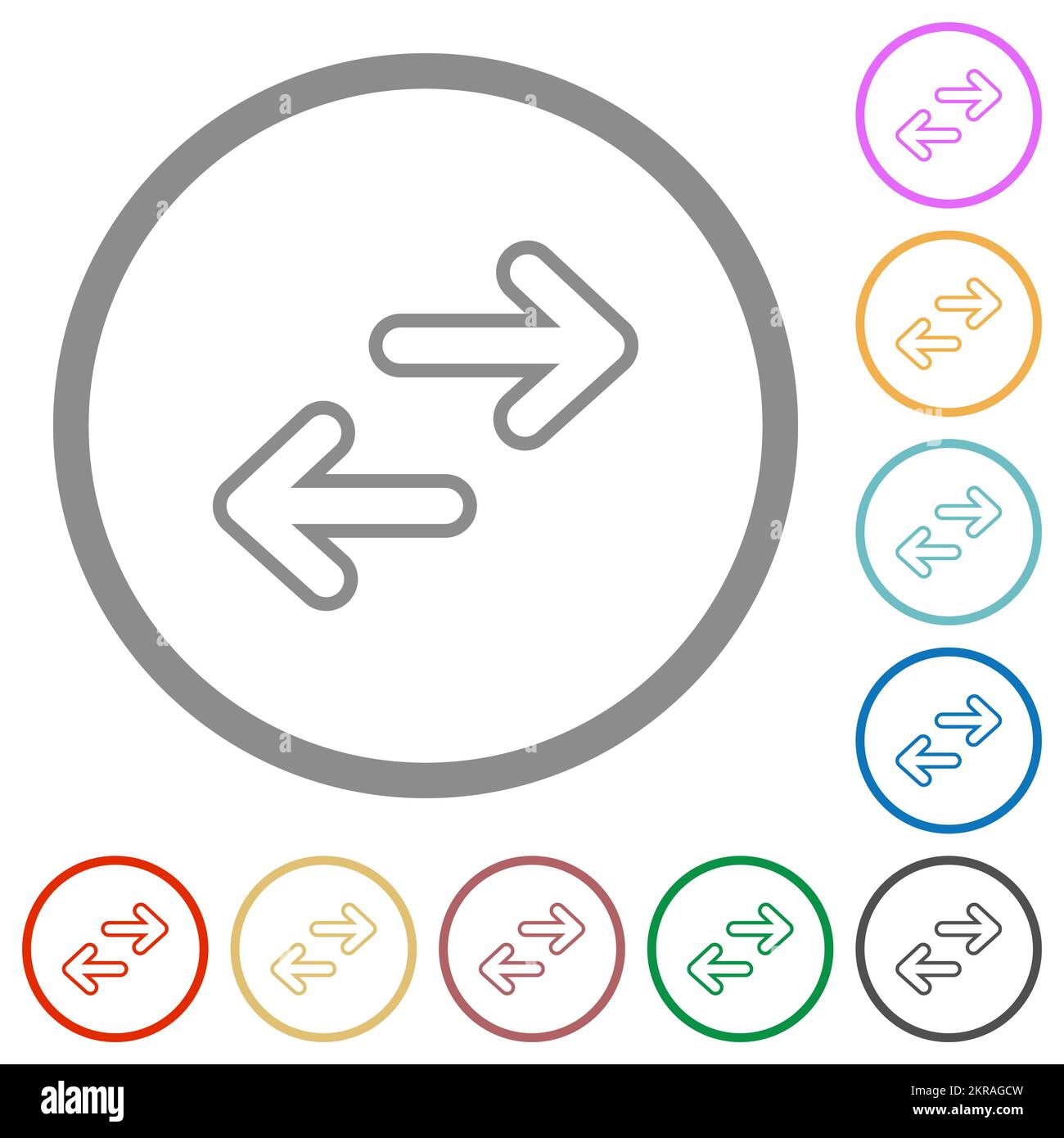 Data transfer outline flat color icons in round outlines on white ...