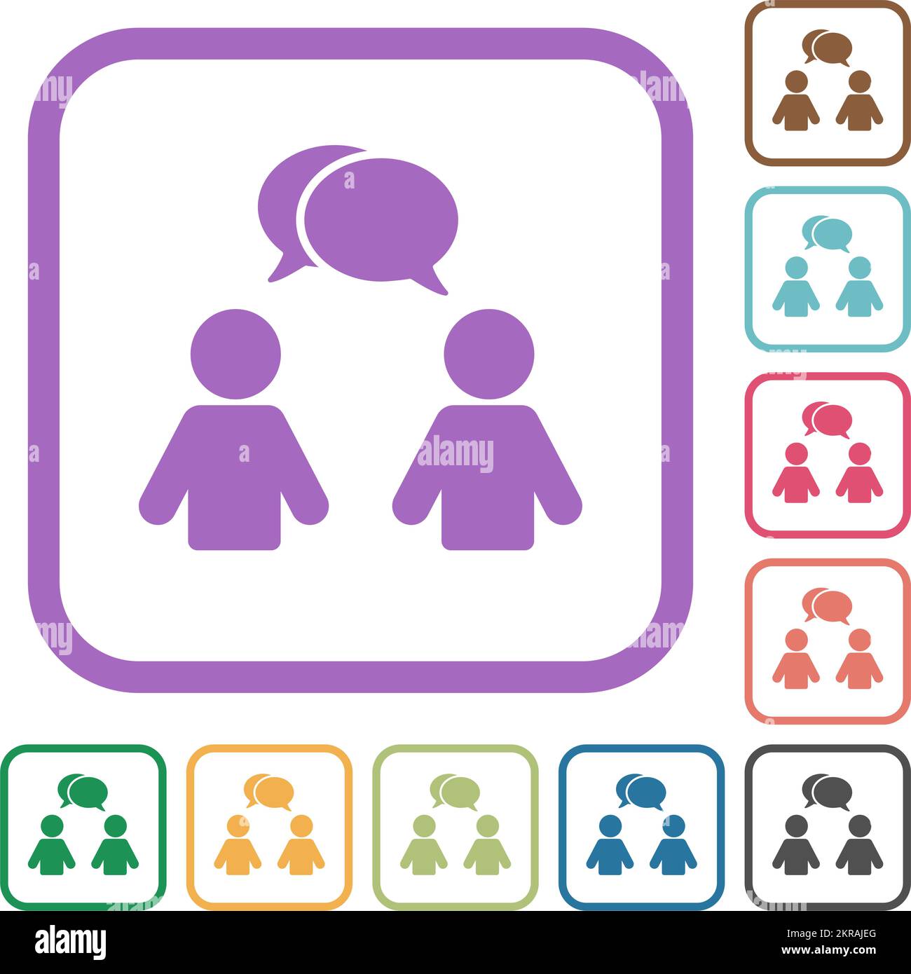 Two talking persons with oval bubbles solid simple icons in color ...
