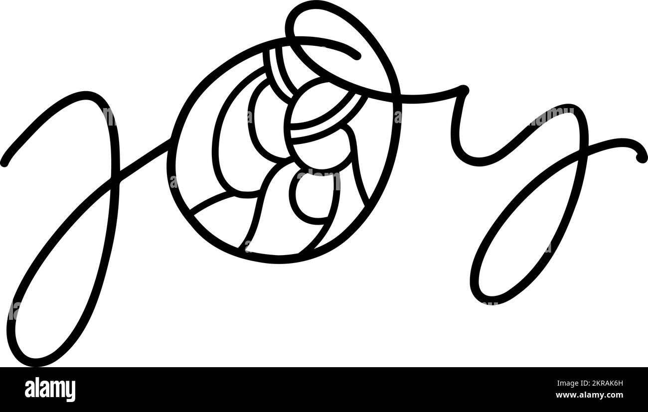 Joy monoline calligraphy text and Christmas Vector religious Nativity ...