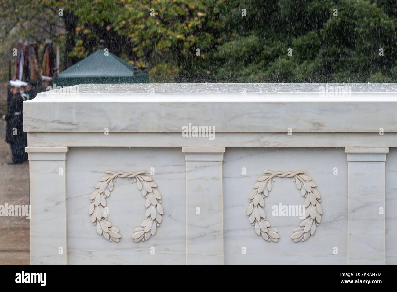 Rain falls on the Tomb of the Unknown Soldier during the annual ...