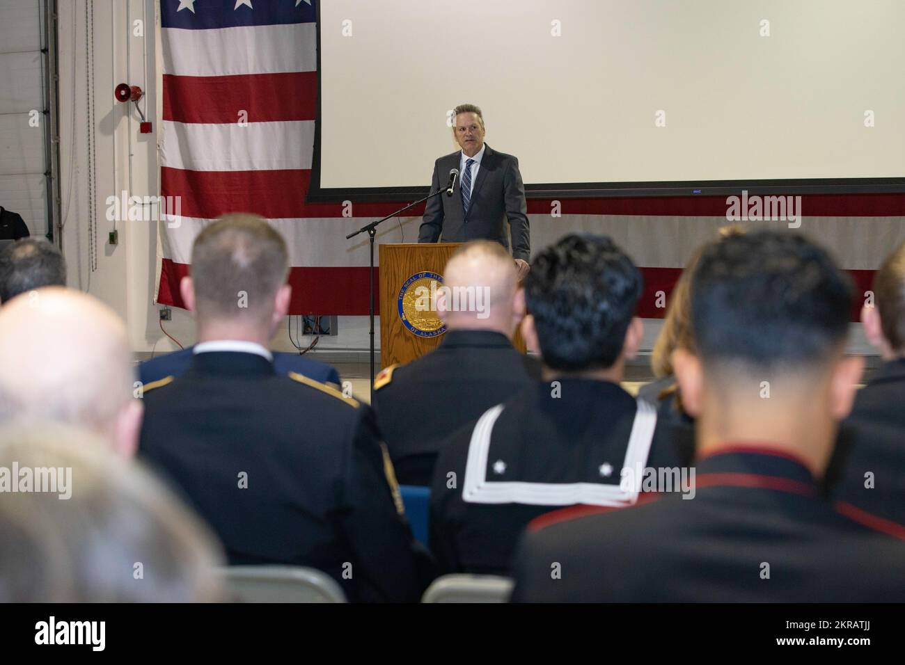 Alaska Governor Mike Dunleavy gives the governor's proclamation during ...