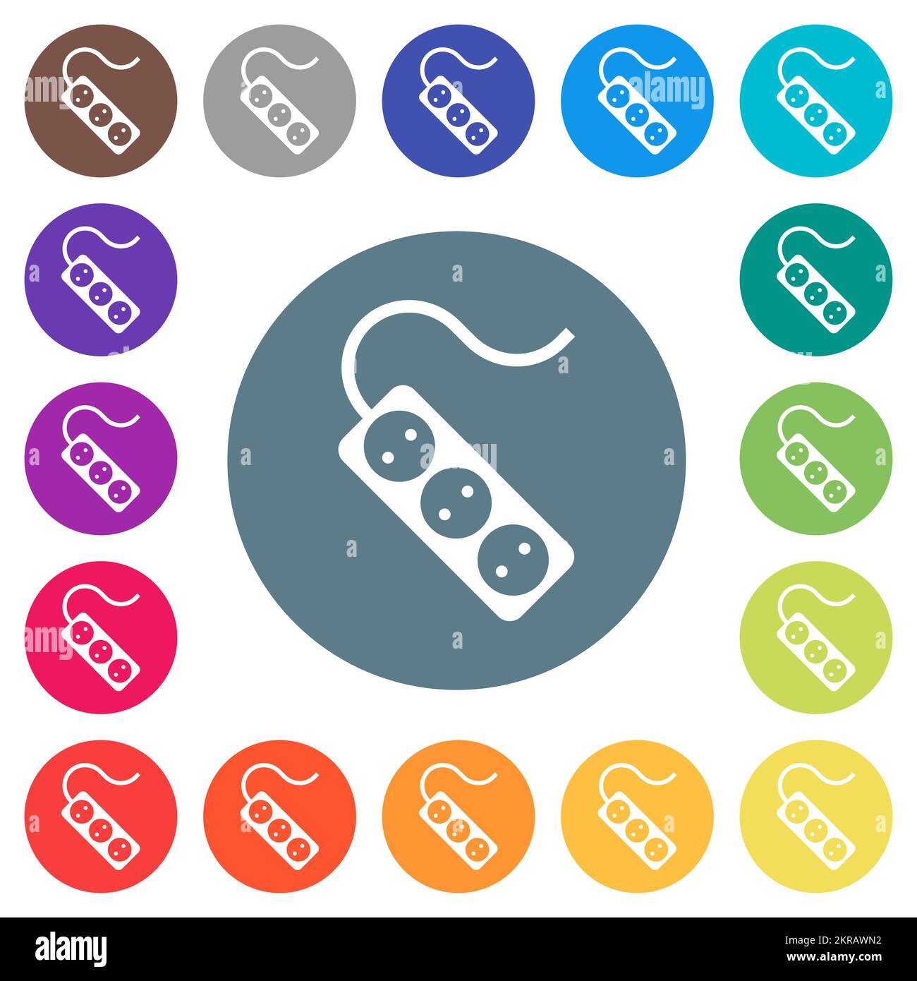 Portable electrical outlet with three sockets and cord solid flat white ...