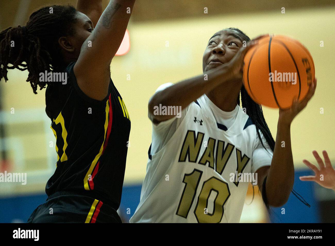 Navy Seaman Diamond Jones takes a shot during the 2022 Armed Forces Men ...