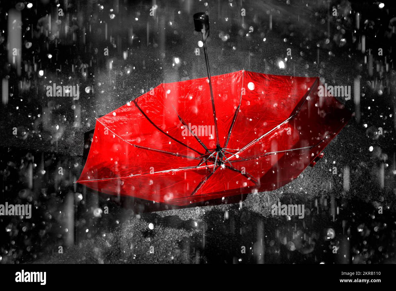 Upside down umbrella left staind to the falling rain Stock Photo - Alamy