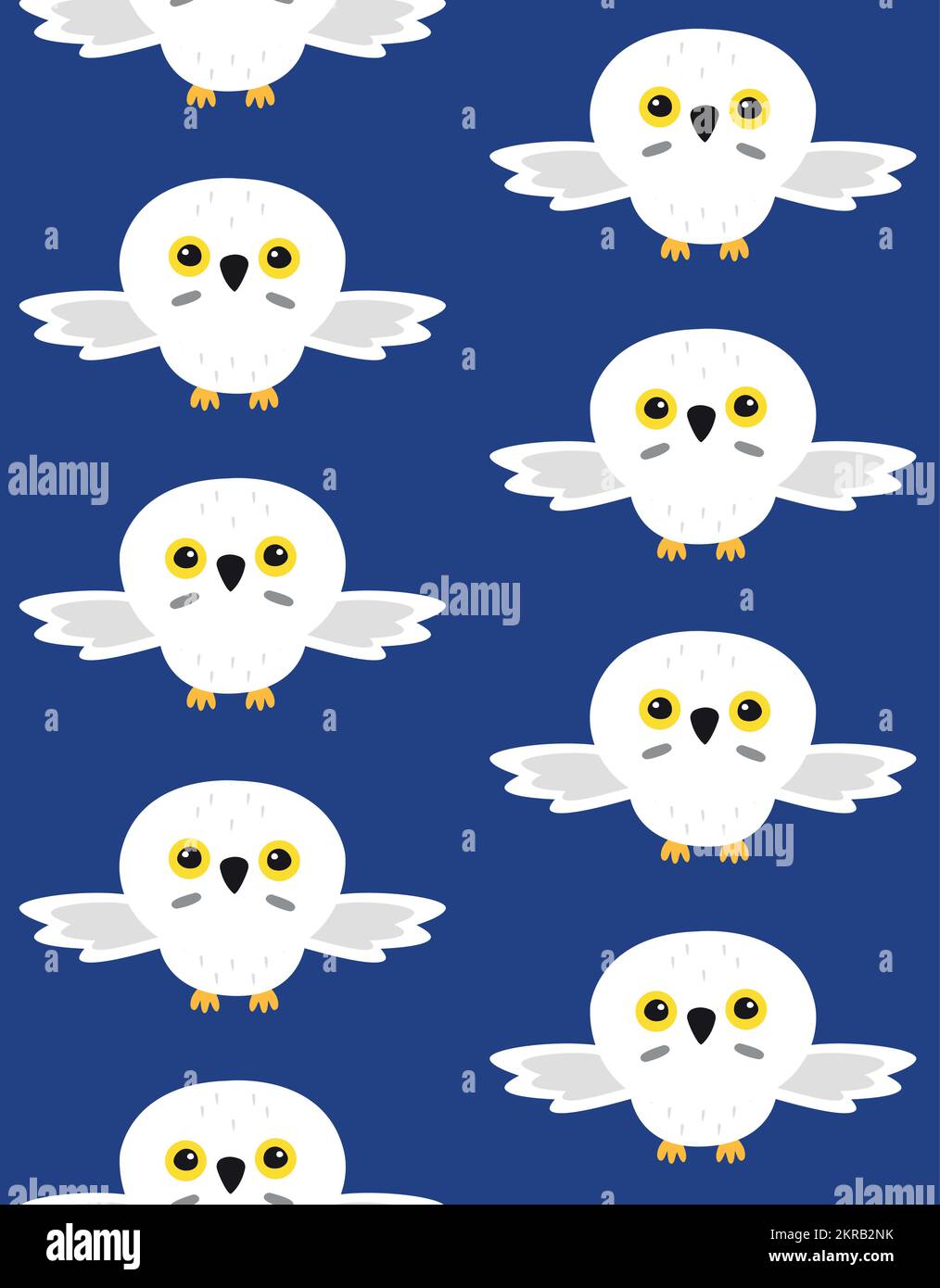 Vector seamless pattern of flat cartoon flying polar owl isolated on ...