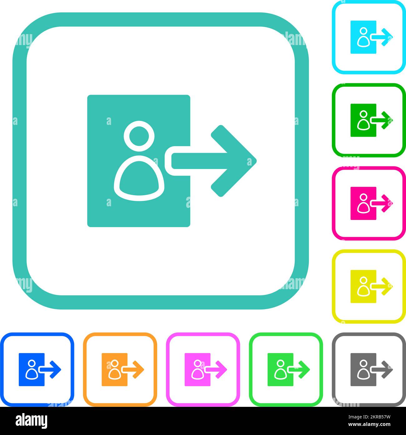 User logout alternate vivid colored flat icons in curved borders on ...