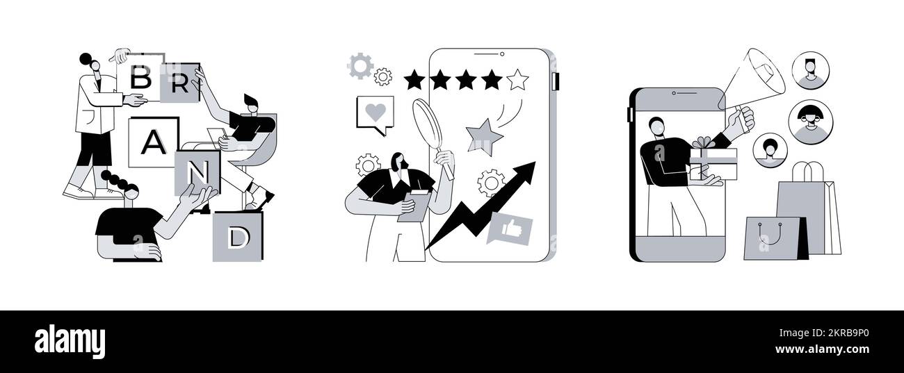 Trademark public relations abstract concept vector illustration set ...